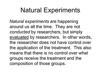 Experiments and Quasi Experiments Psychology | PPT
