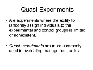 Experiments and Quasi Experiments Psychology | PPT