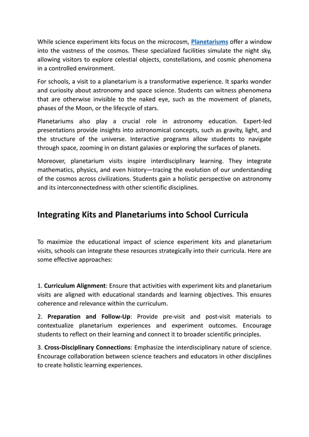 Experiments and Science kits for kids.pdf | Space and Astronomy | Science