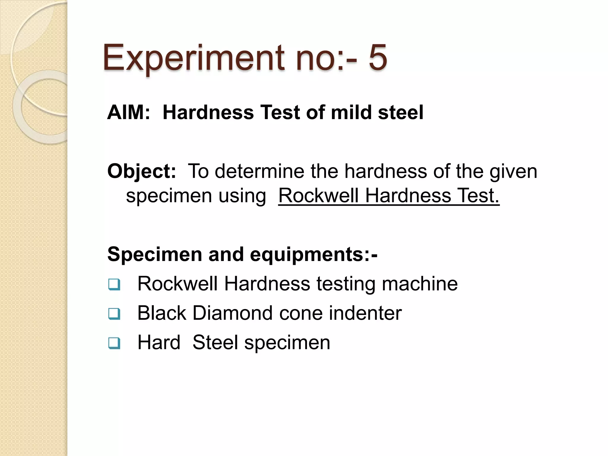 Experiments som hardness test | PPTX