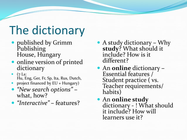 Experiments with an online study dictionary | PPTX | Internet for Beginners | Internet