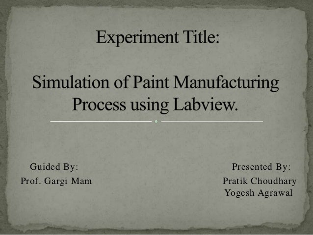 Paint Manufacturing Process