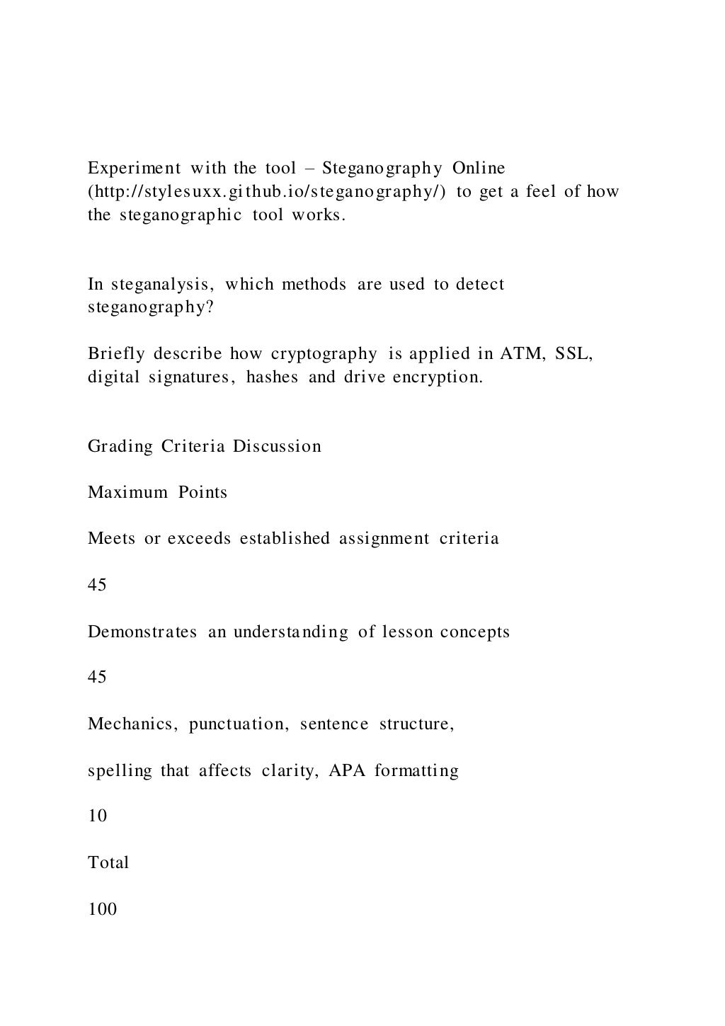 Experiment with the tool – Steganography Online (httpstylesux | DOCX