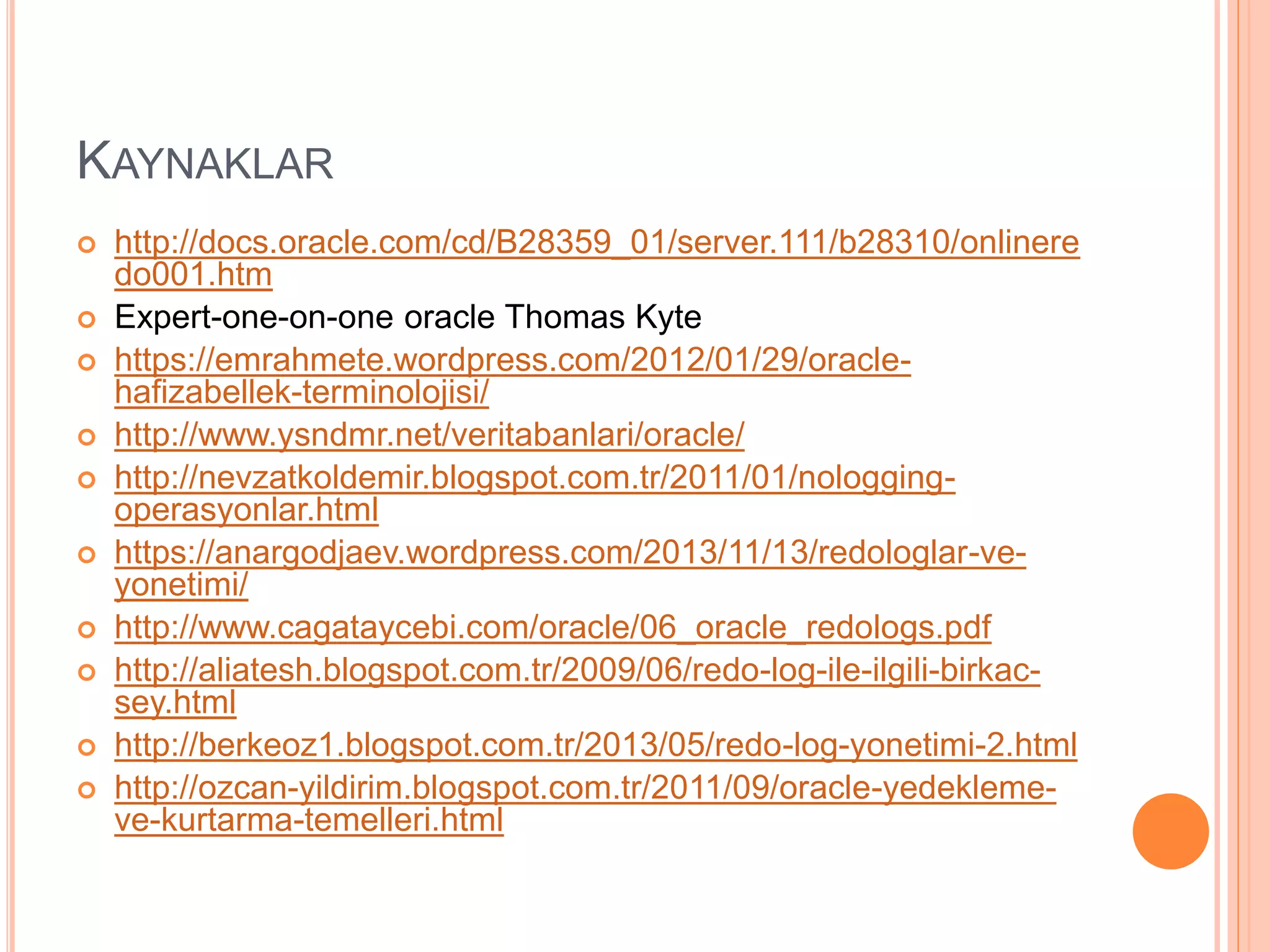 Expert one-on-one Oracle / Redo ve Rollback | PPTX