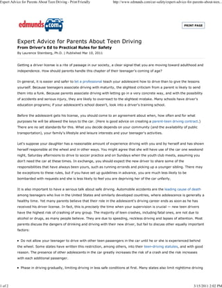 Expert advice for parents about teen driving print friendly | PDF ...
