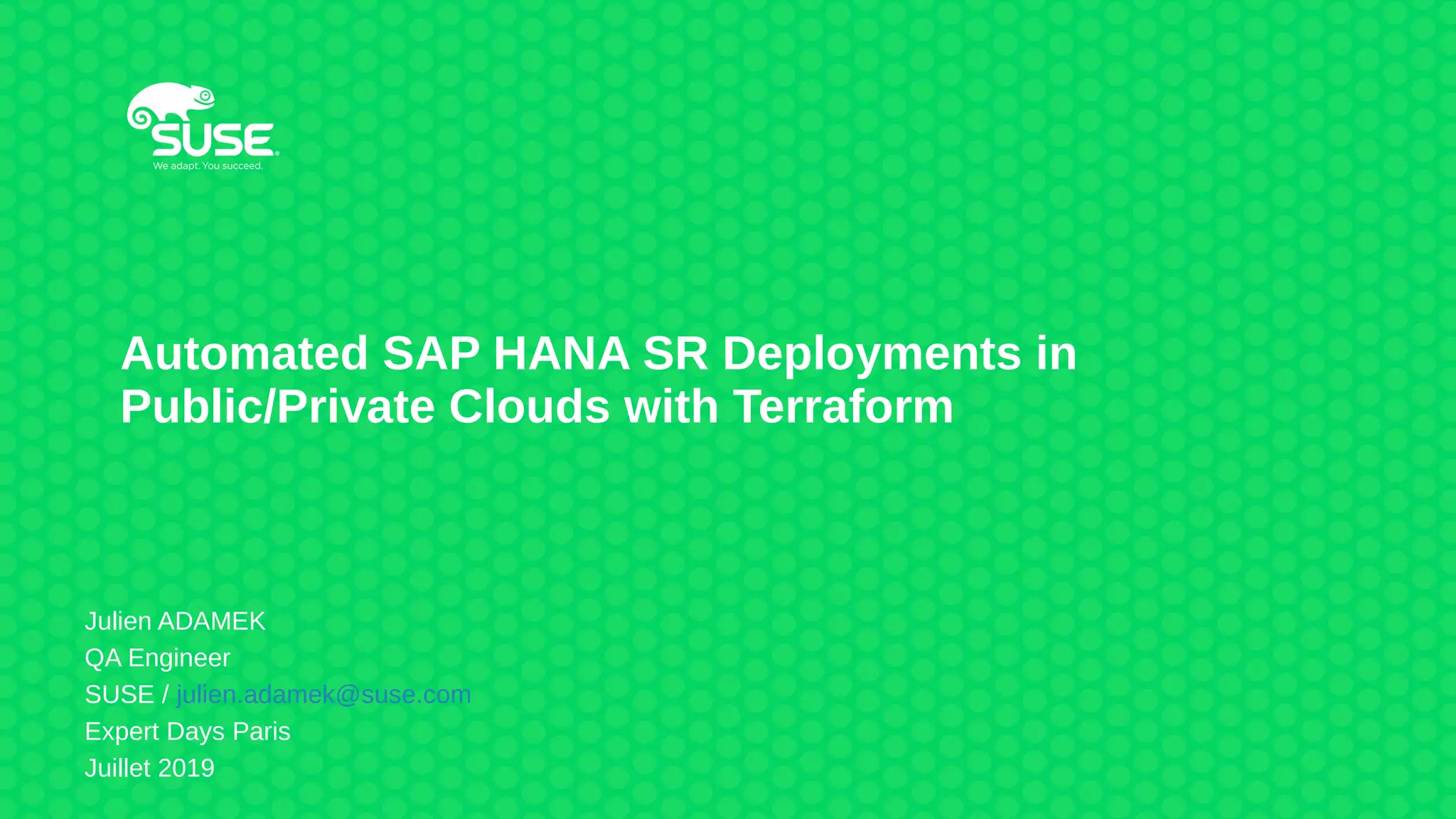Expert Day 2019 - Automated SAP HANA deployments et Terraform | PPT