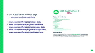 Expert Day 2019 - SUSE public beta program | PPT