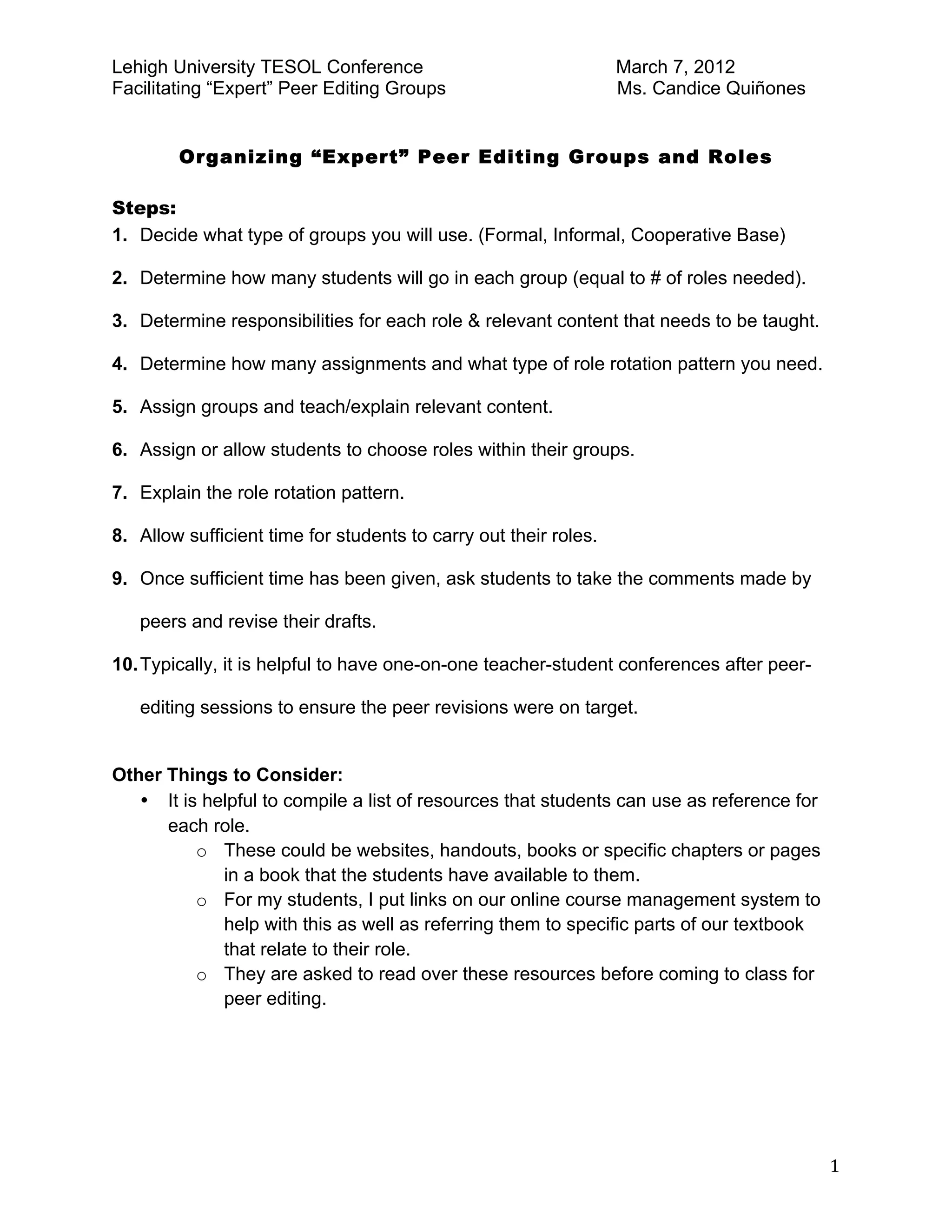 Expert editing presentation handout | PDF