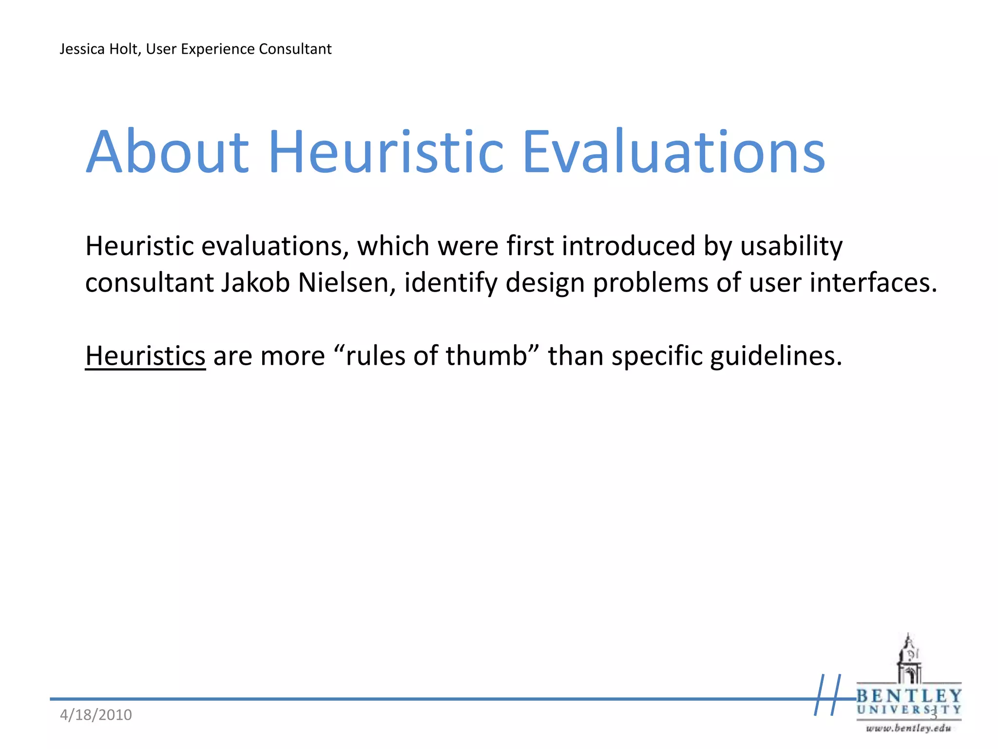 Heuristic Evaluation of Bentley.edu