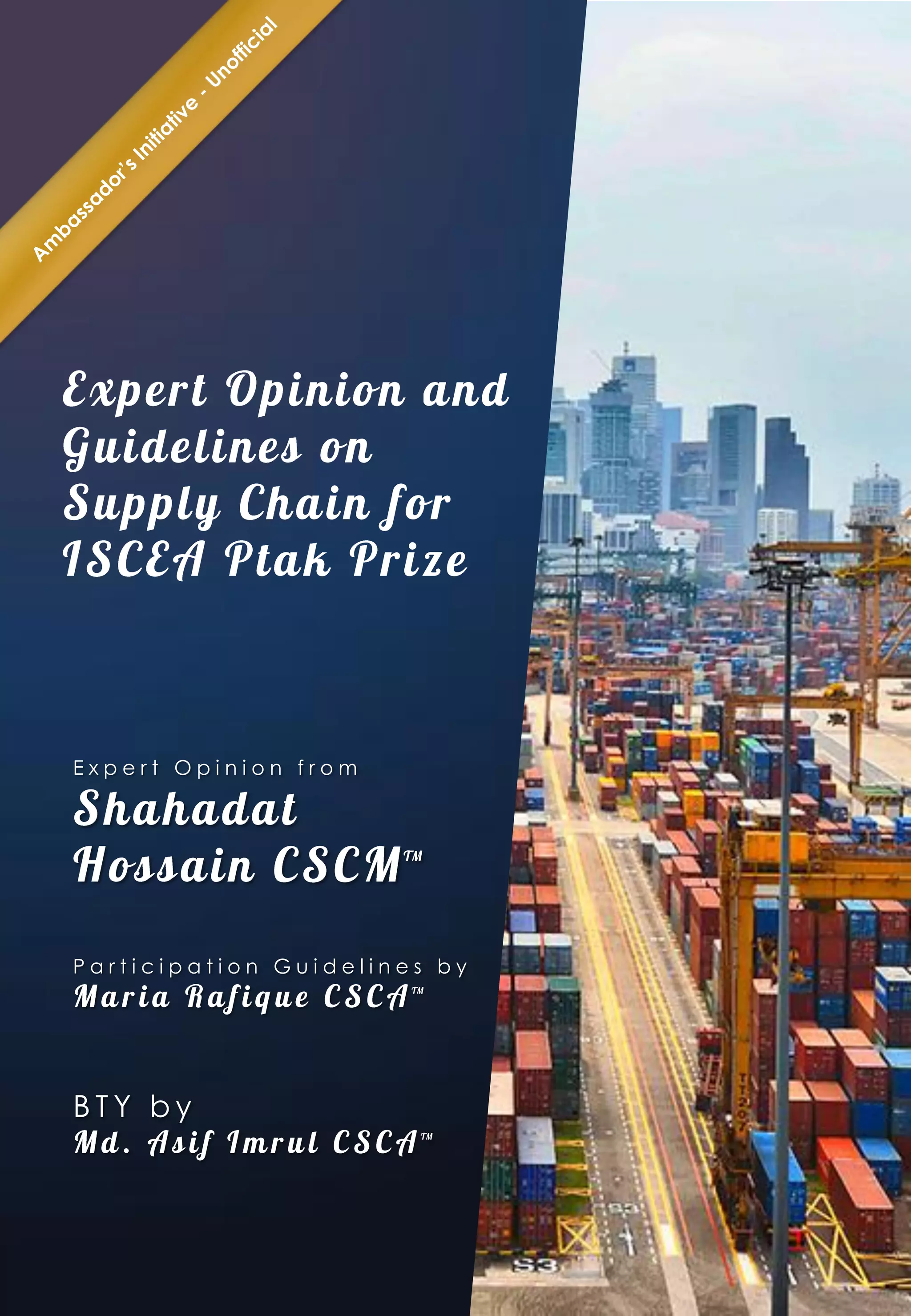 Expert opinion and guidelines on supply chain for iscea ptak prize | PDF