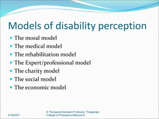 EXPERTS AND PROFESSIONAL MODEL OF DISABILITY | PPT