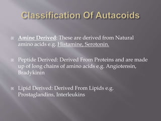 Autacoids and their Antagonists | PPT