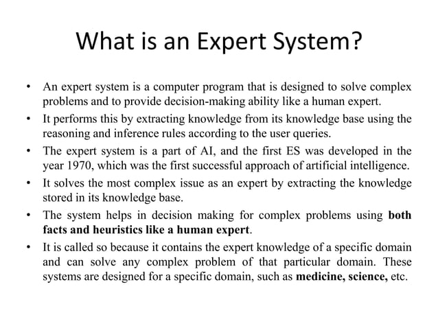Expert System in Artificial Intelligence | PPTX | Artificial ...