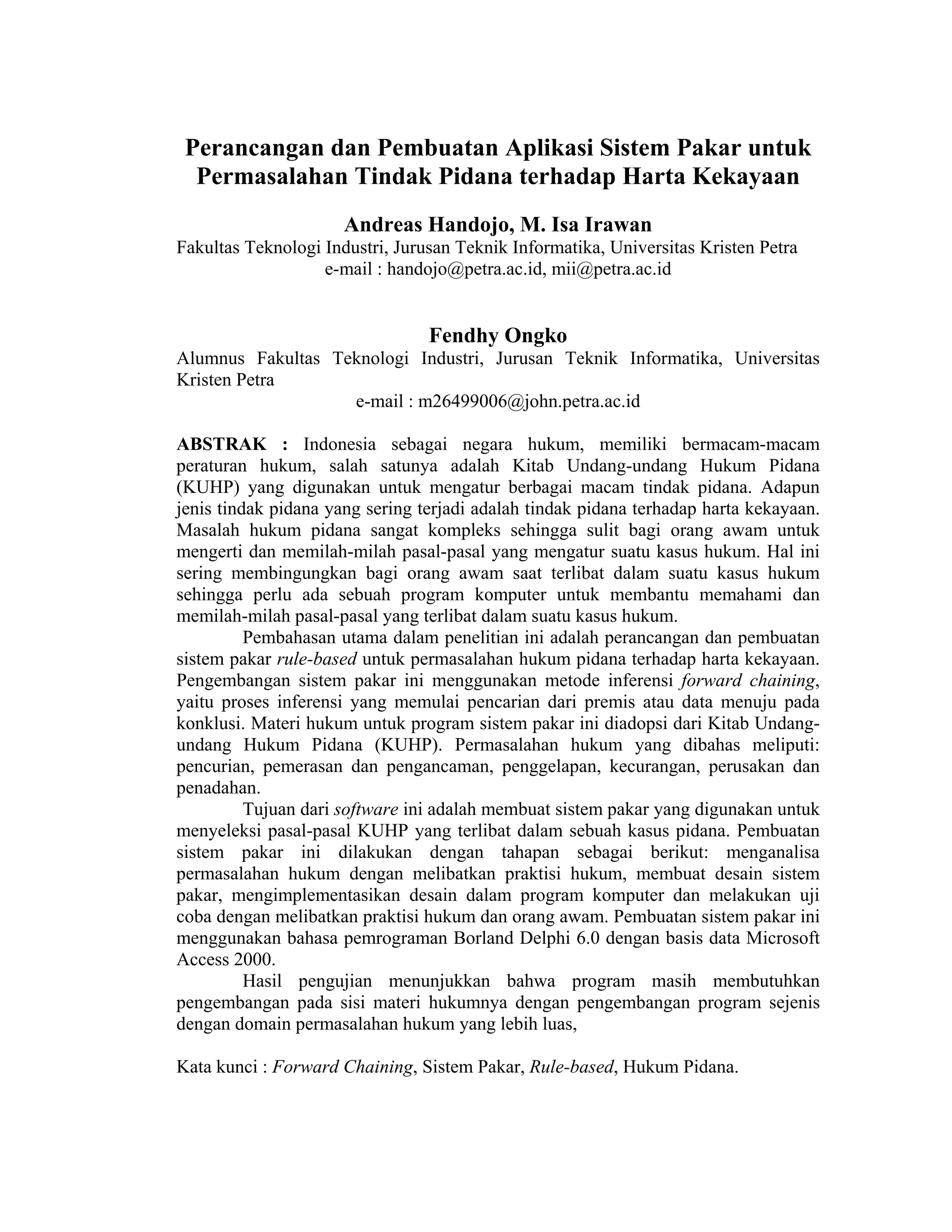 Expert system kuhp andreas handojo | PDF