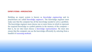 Expert Systems – Introduction(UNIT-2).pptx