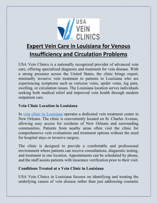 Expert Vein Care in Louisiana for Venous Insufficiency and Circulation ...