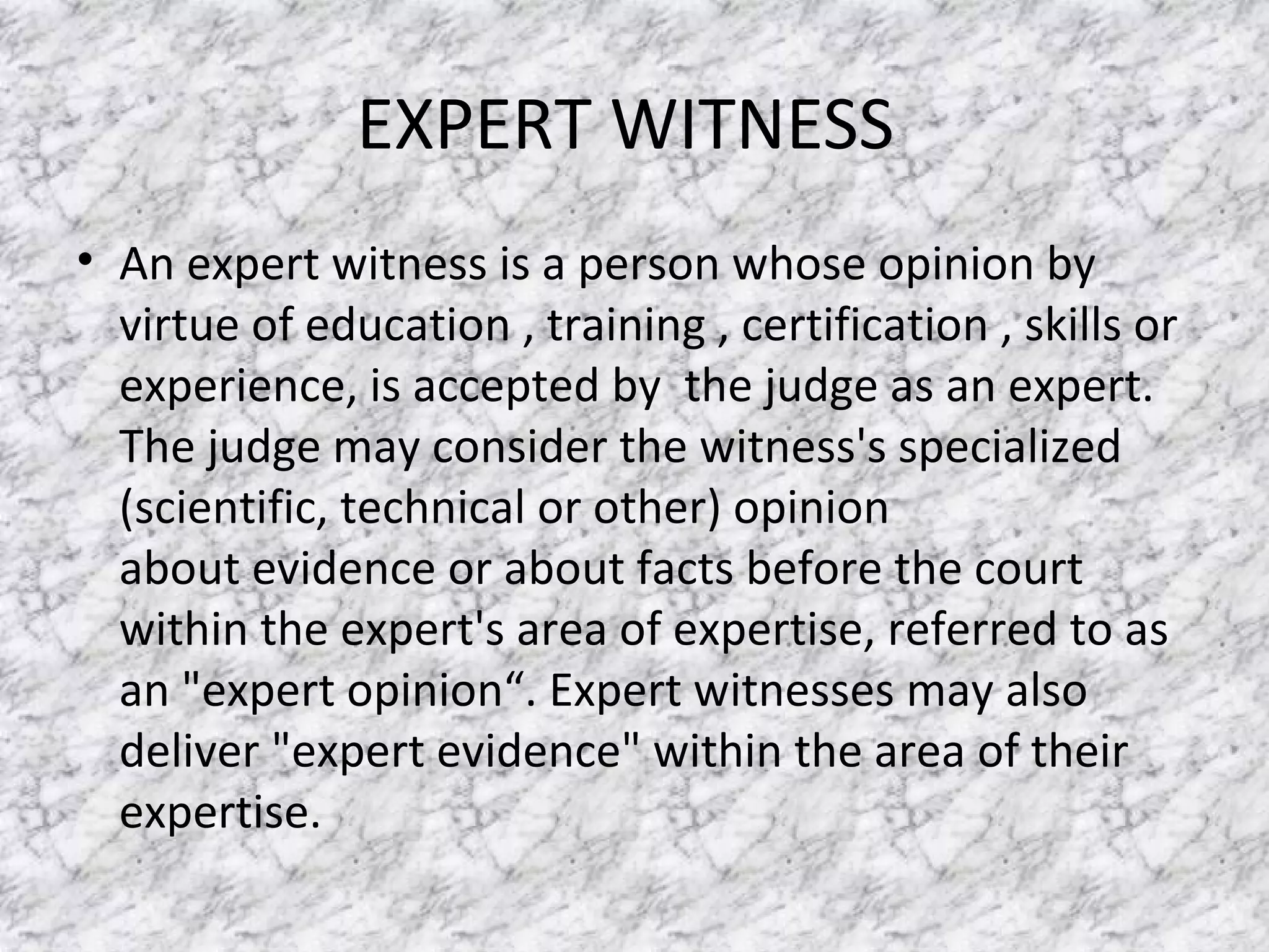 Expert Witness Testimony | PPT