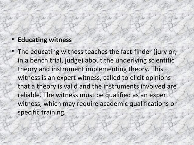 Expert Witness Testimony | PPT | Law