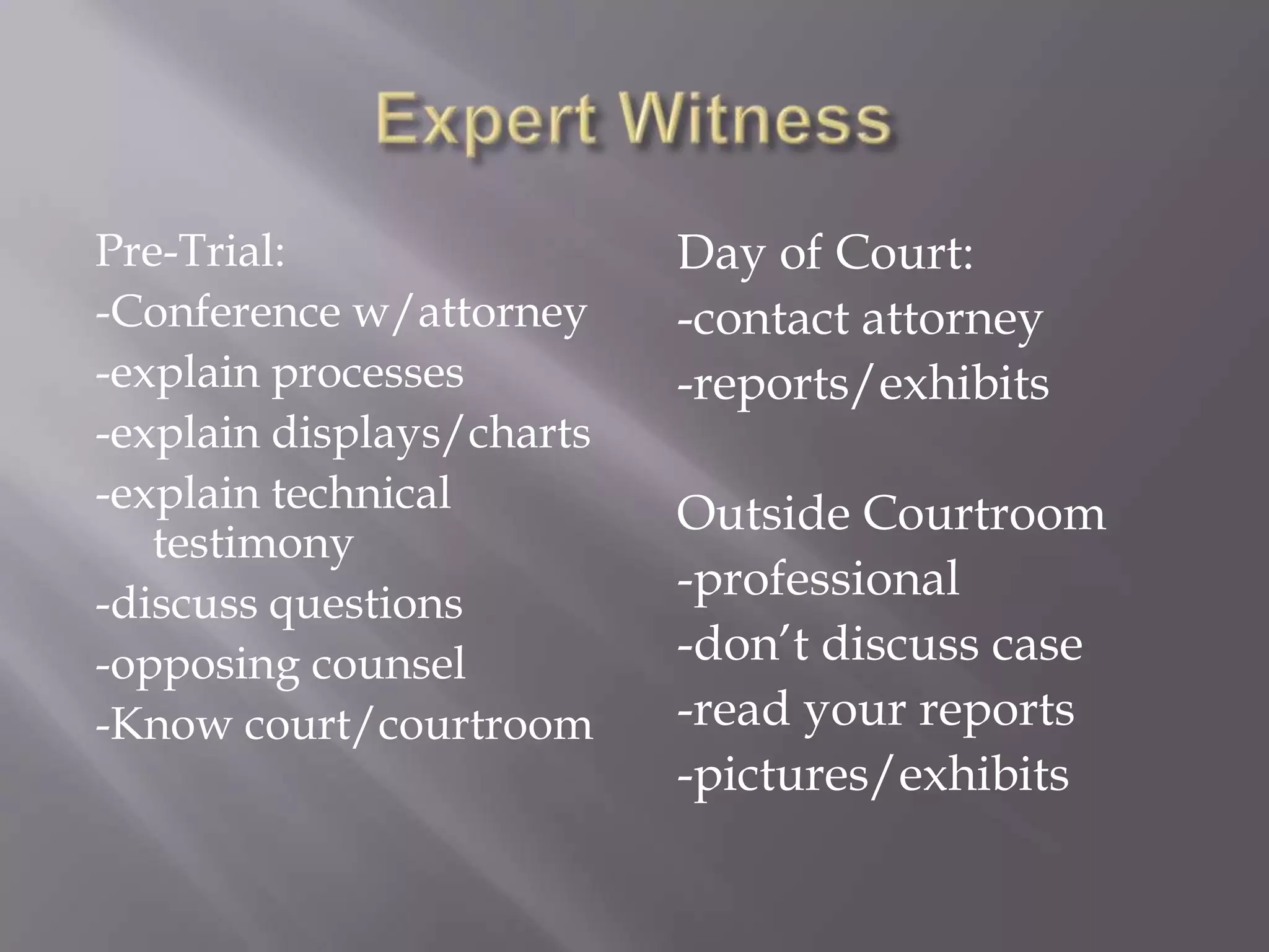 Expert Witness Testimony 2 | PPT