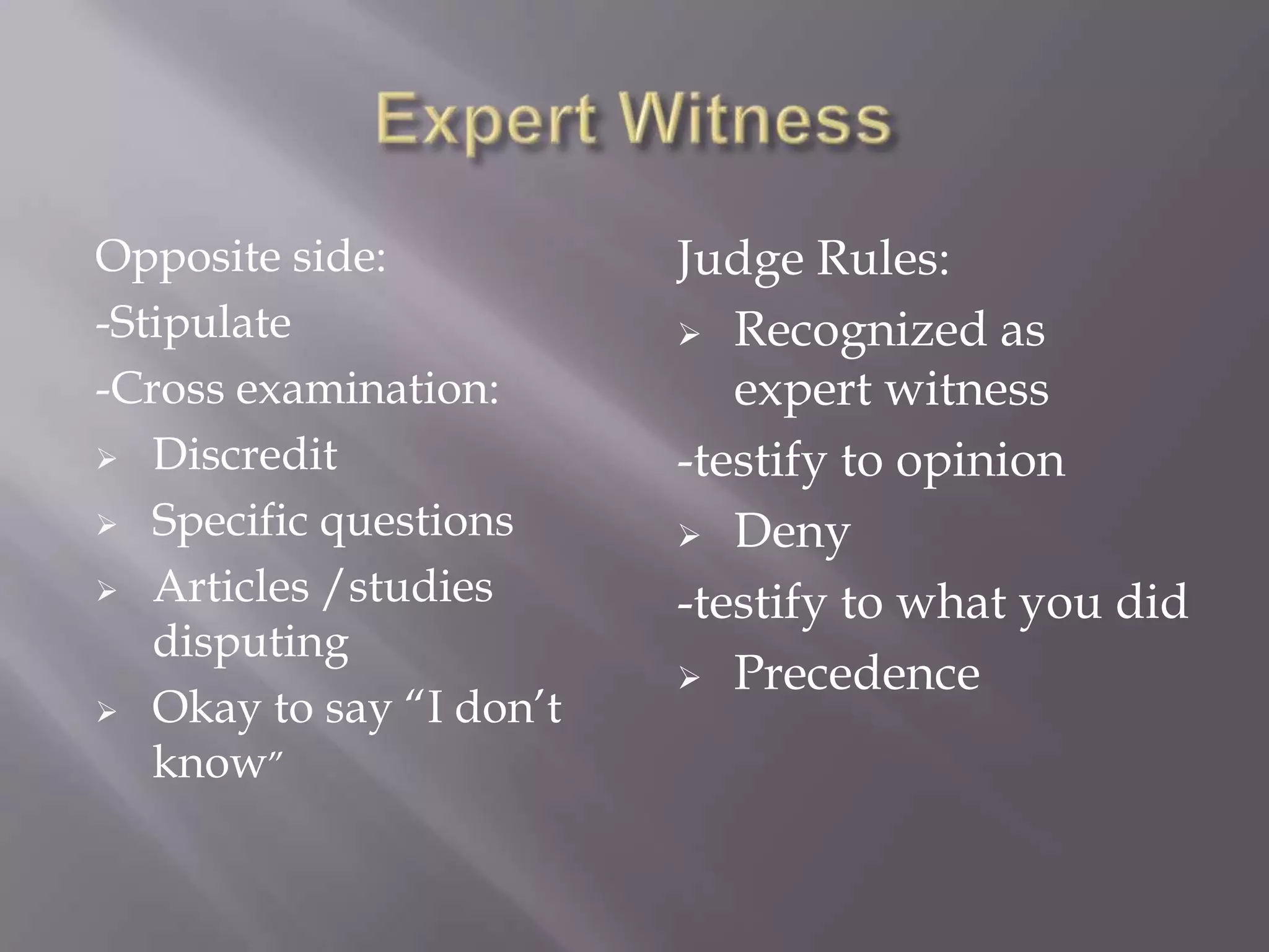 Expert Witness Testimony 2 | PPT