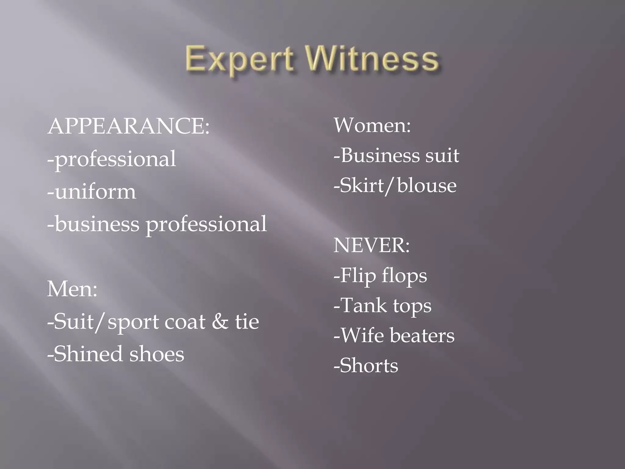 Expert Witness Testimony 2 | PPTX