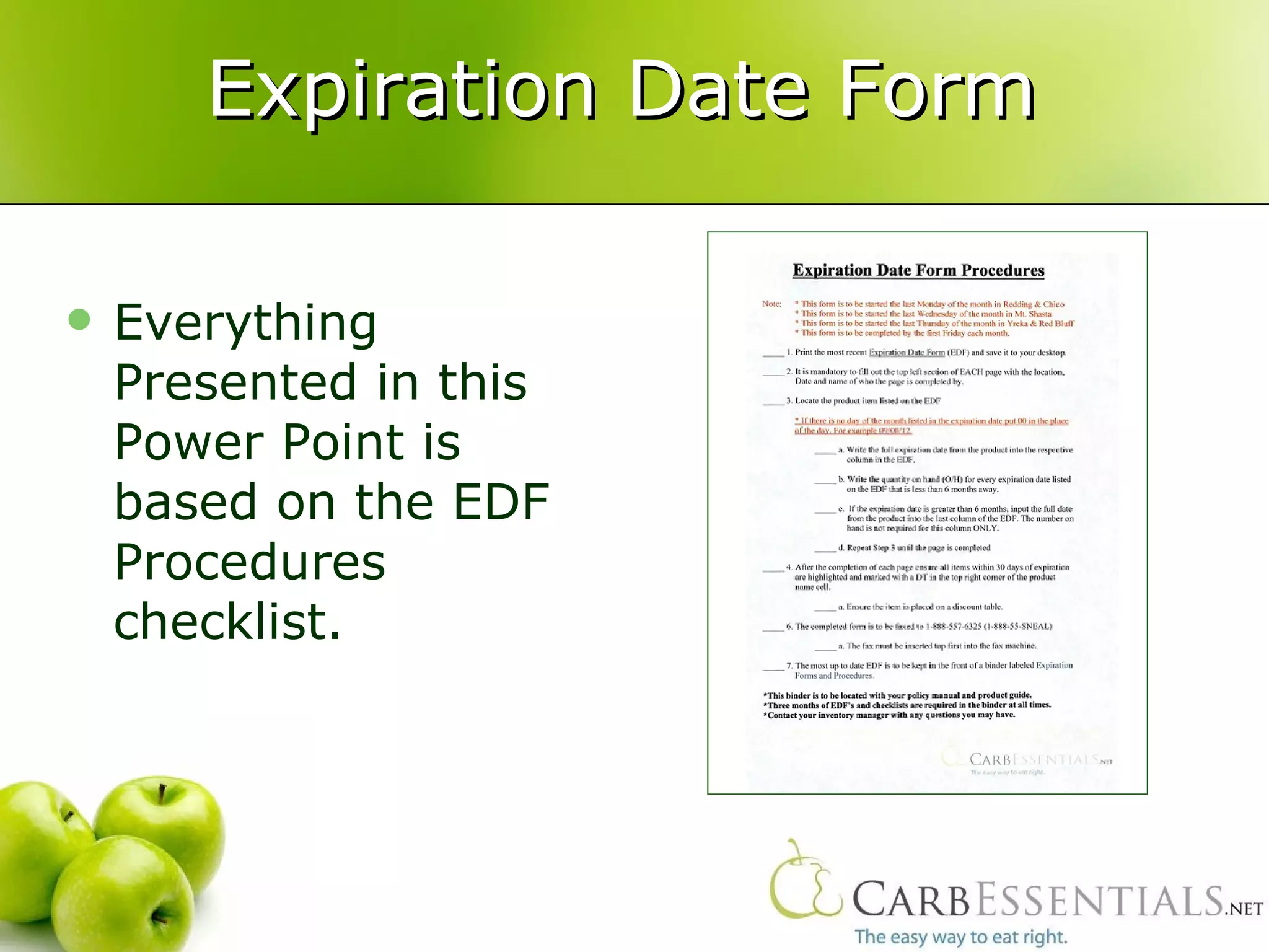Expiration date form procedures | PPT