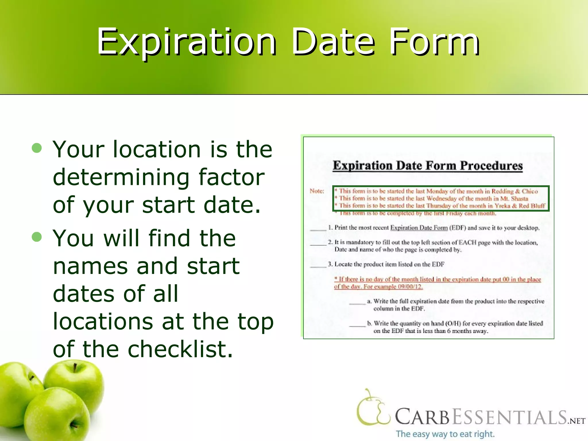 Expiration date form procedures | PPT