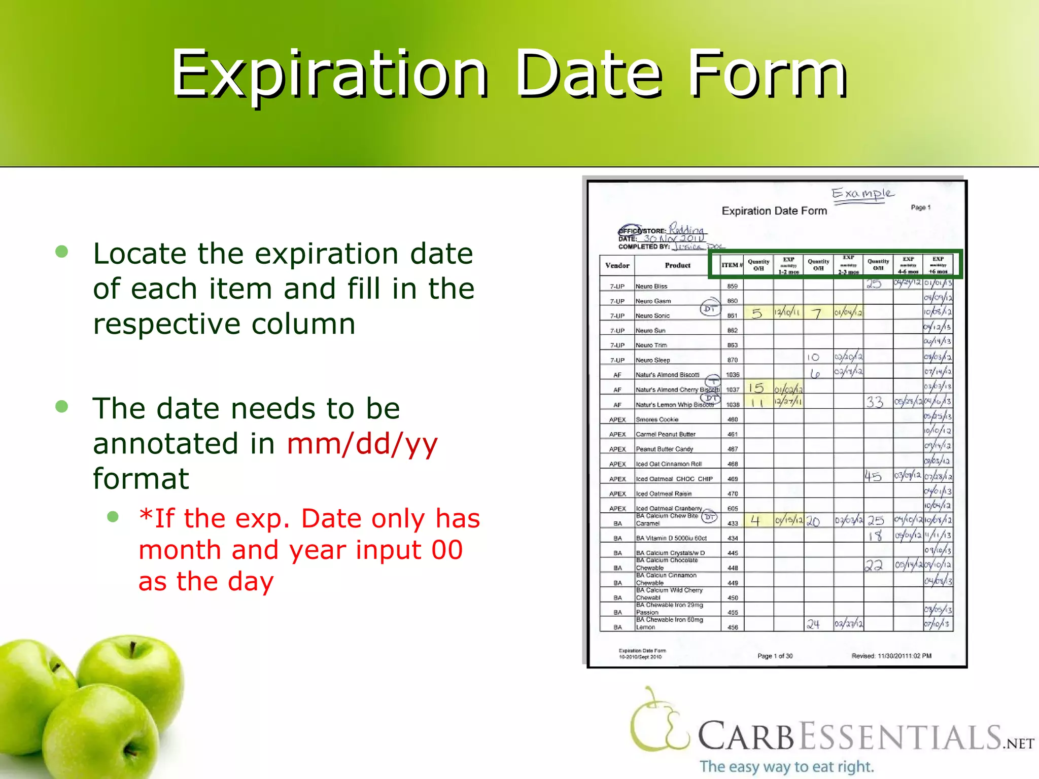Expiration date form procedures | PPT