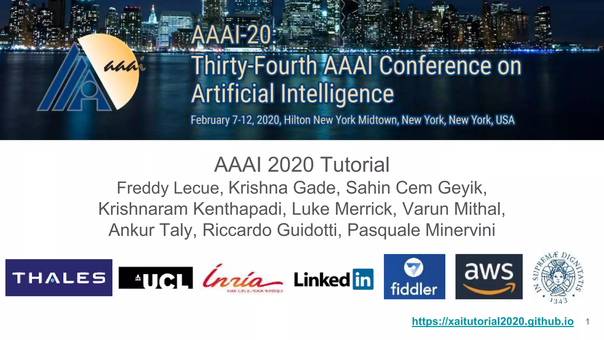 Explainable AI in Industry (AAAI 2020 Tutorial) | PPT