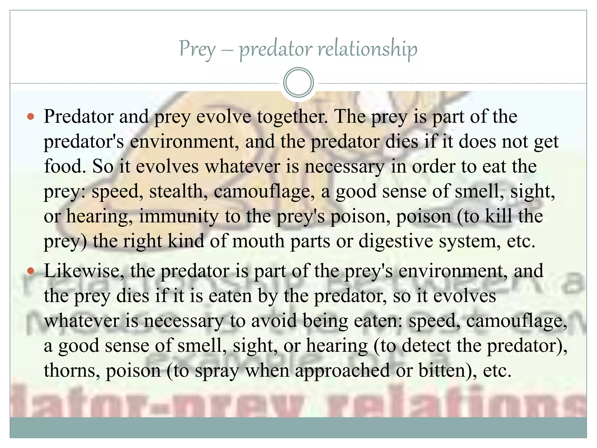 animal relationship w.r.t prey and predator | PPTX