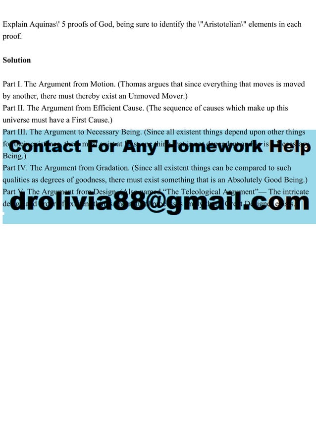 Explain Aquinas 5 proofs of God, being sure to identify the Aris.pdf