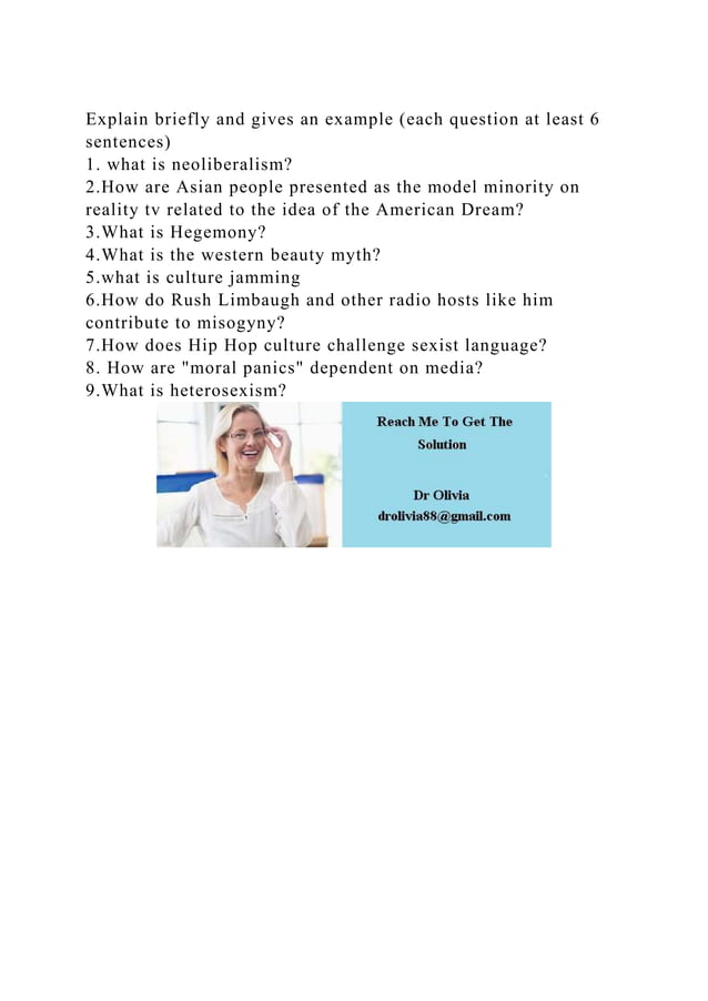 Explain briefly and gives an example (each question at least 6 sente ...