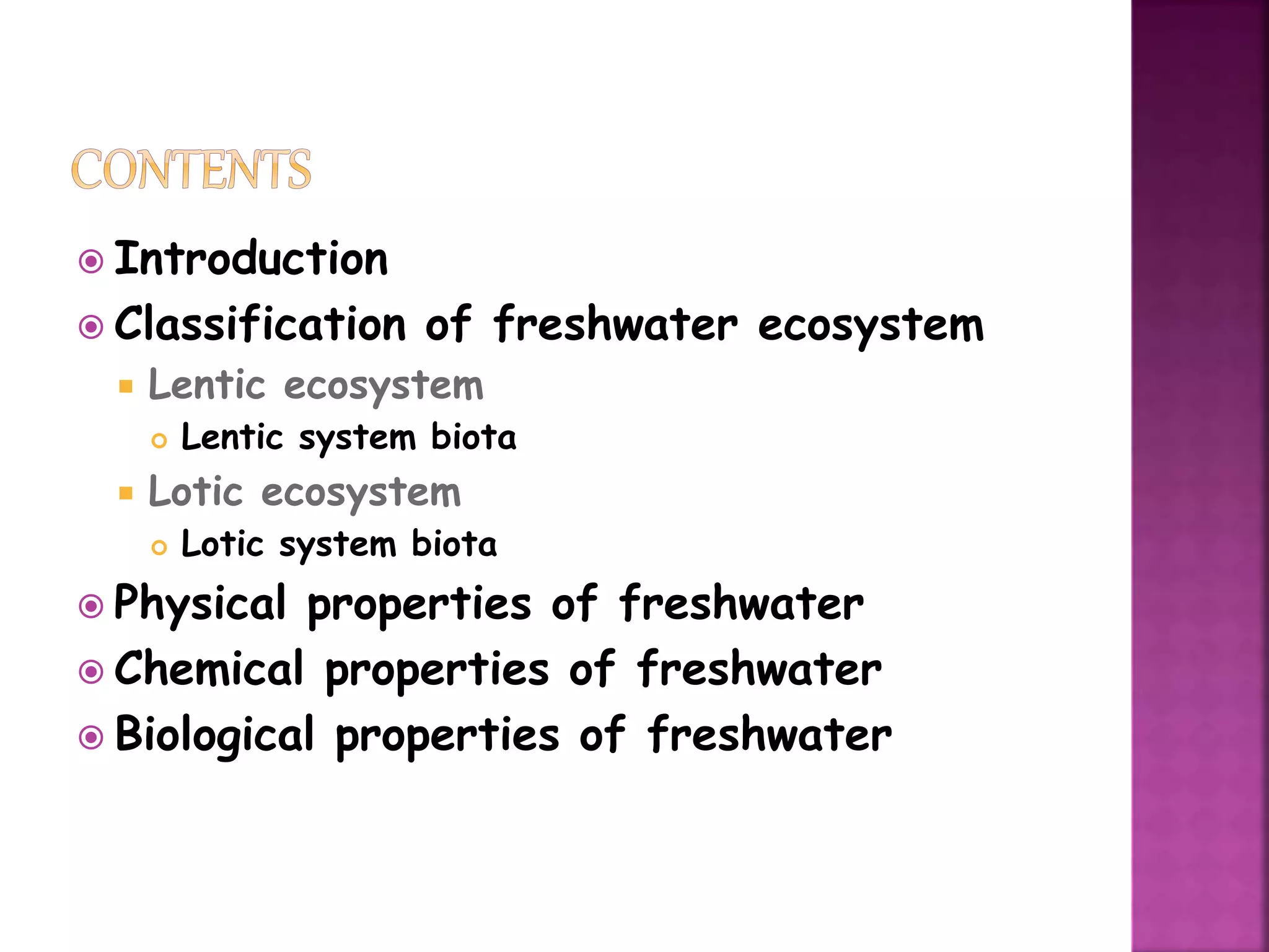 freshwater habitat with ecological classification of freshwater animals ...