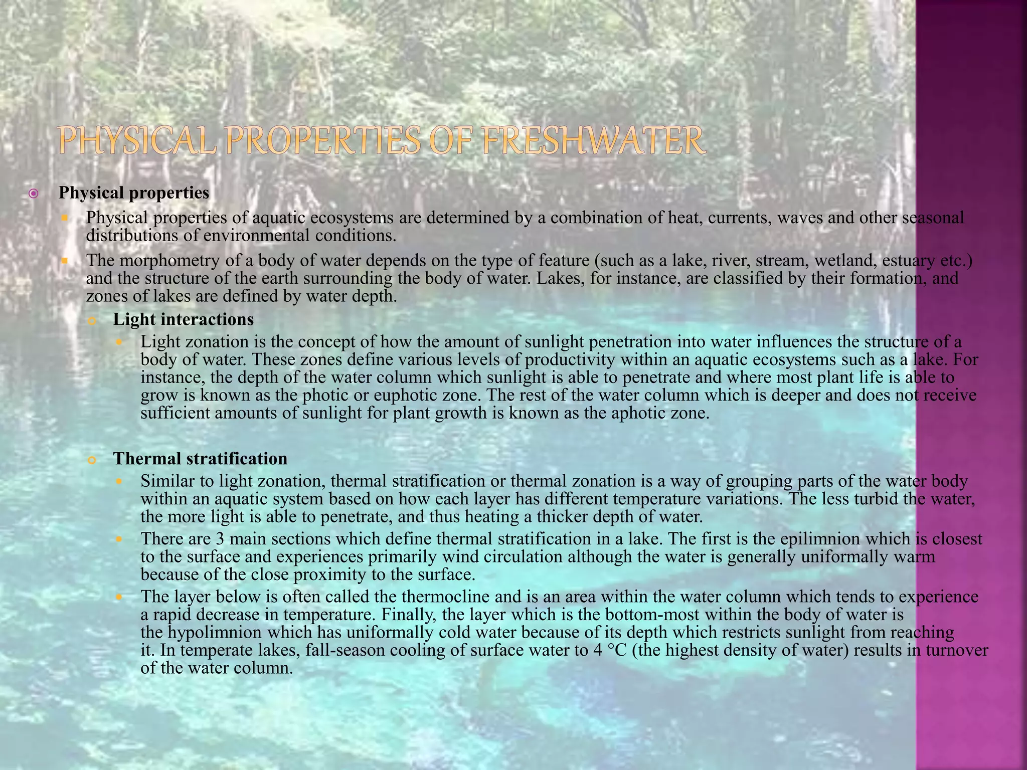 freshwater habitat with ecological classification of freshwater animals ...