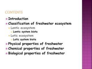 freshwater habitat with ecological classification of freshwater animals ...