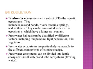 freshwater habitat with ecological classification of freshwater animals ...
