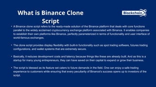 Explained about Binance clone script - Overview by BlockchainX | PPTX