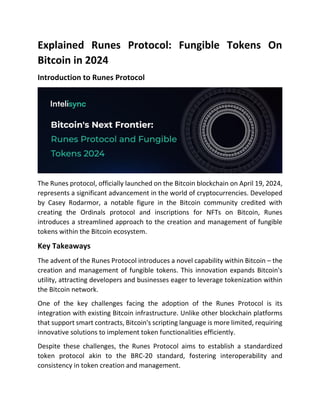 Fungible Tokens on Bitcoin: Runes Protocol | PDF