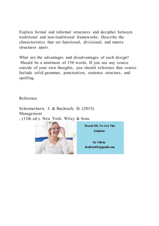 Explain formal and informal structures and decipher between tradit | PDF