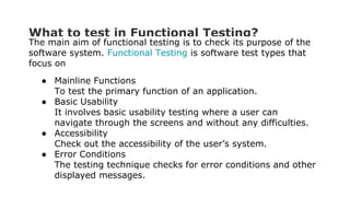 Explain functional testing and its types | PPT