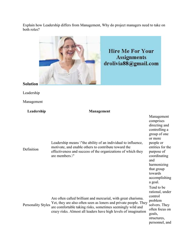 Explain how Leadership differs from Management- Why do project manager.docx