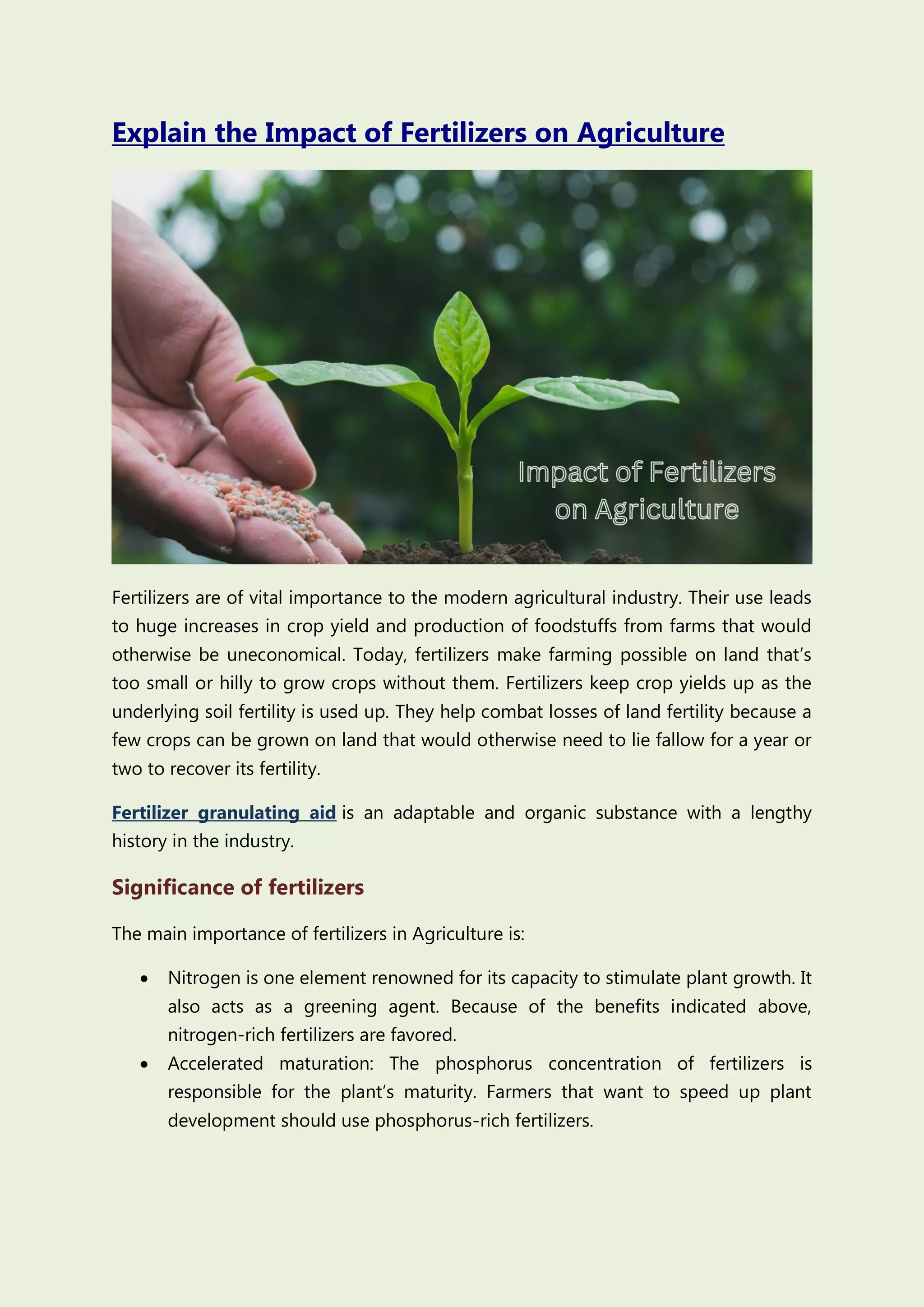 Explain Impact of Fertilizers on Agriculture.pdf
