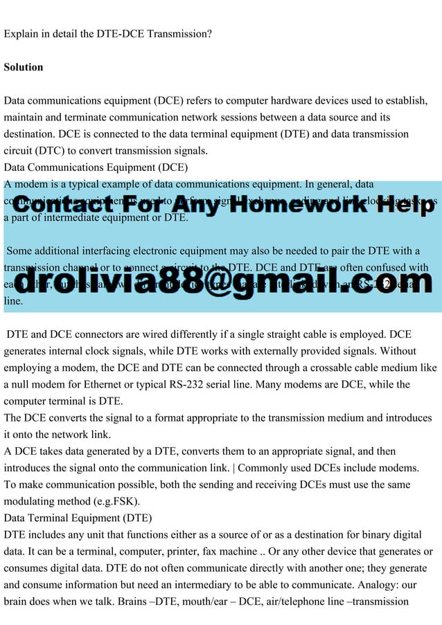 Explain in detail the DTE-DCE TransmissionSolutionData commun.pdf
