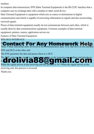 Explain in detail the DTE-DCE TransmissionSolutionData commun.pdf