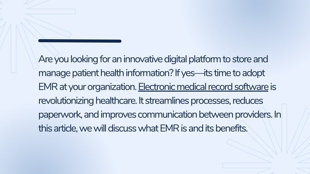Explaining Electronic Medical Records (EMR) Software: What Is It and Its Benefits? | PDF ...
