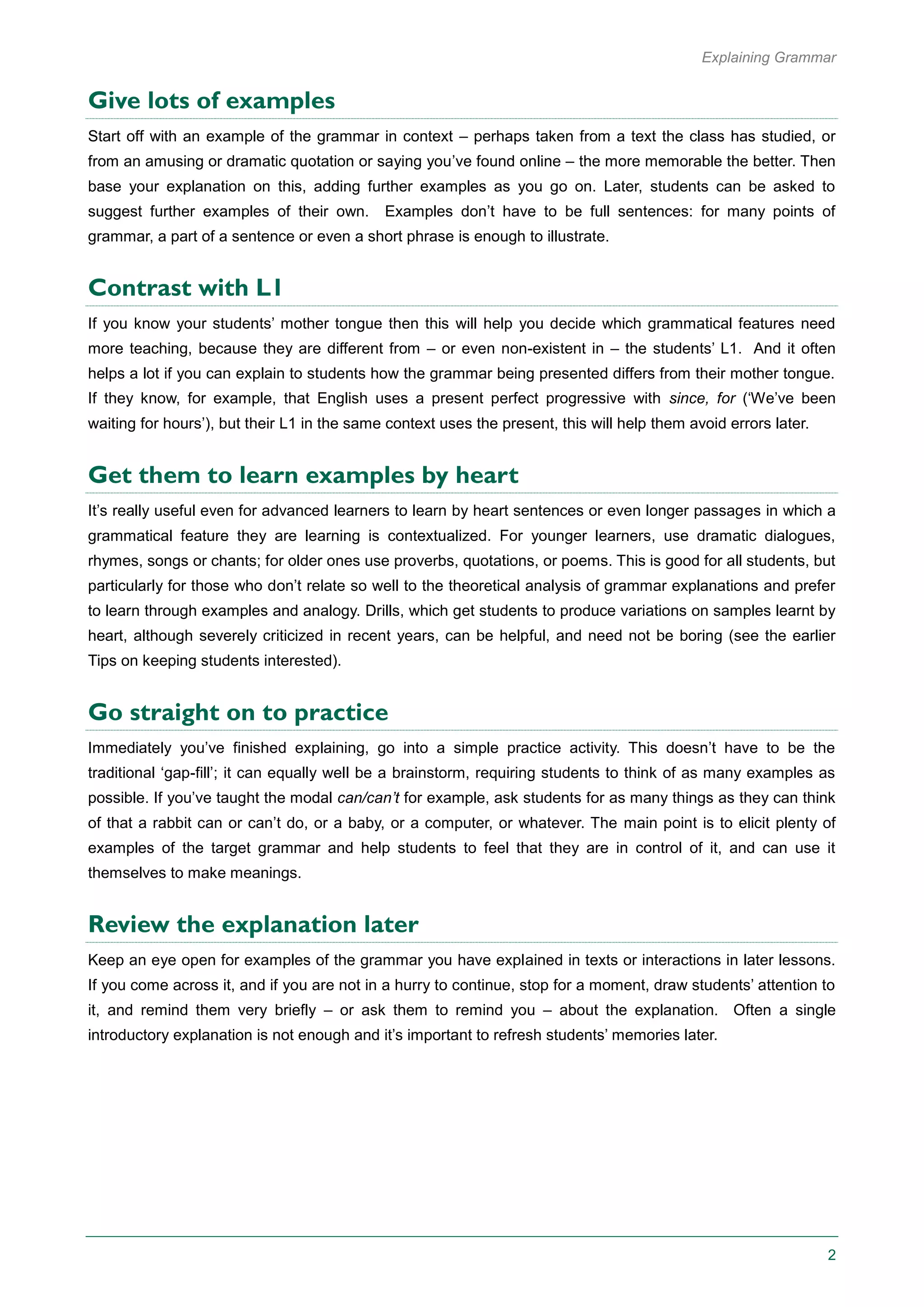 Explaining grammar | PDF