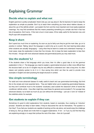 Explaining grammar | PDF