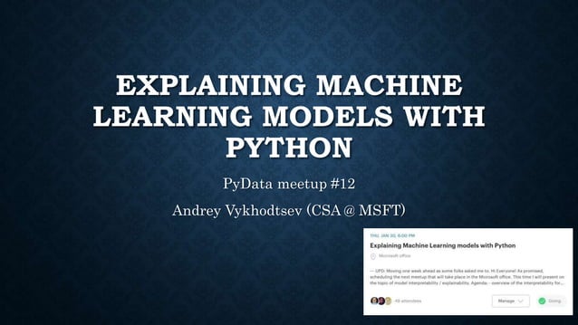 Explaining machine learning models with python | PPT