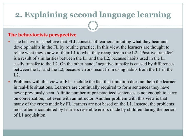 Explaining second language learning | PPTX