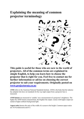 Explaining the meaning of common projector terminology | DOCX | Home ...